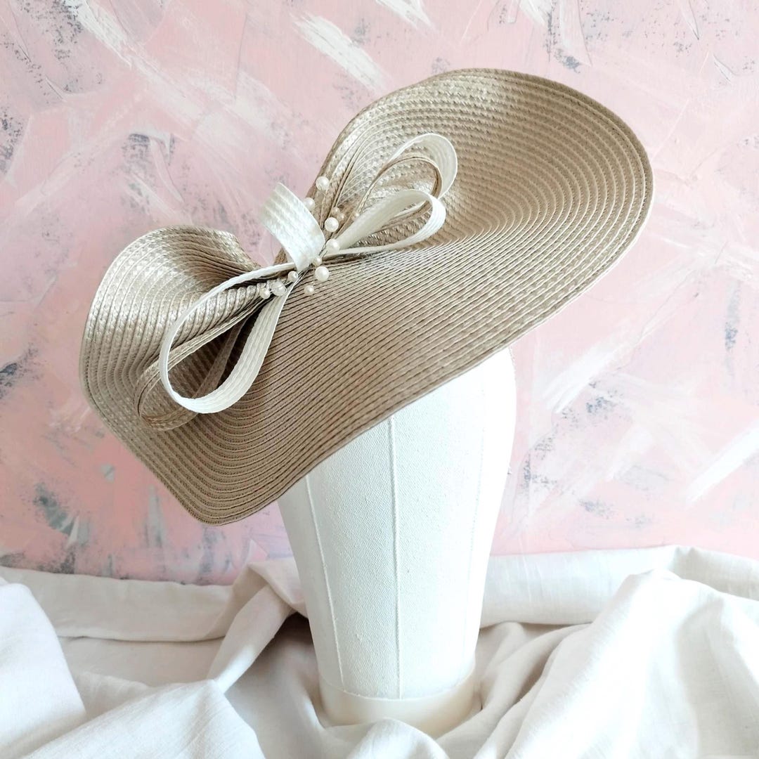 Champagne Fascinator Wedding Beige Elegant Special Event Hat With ...