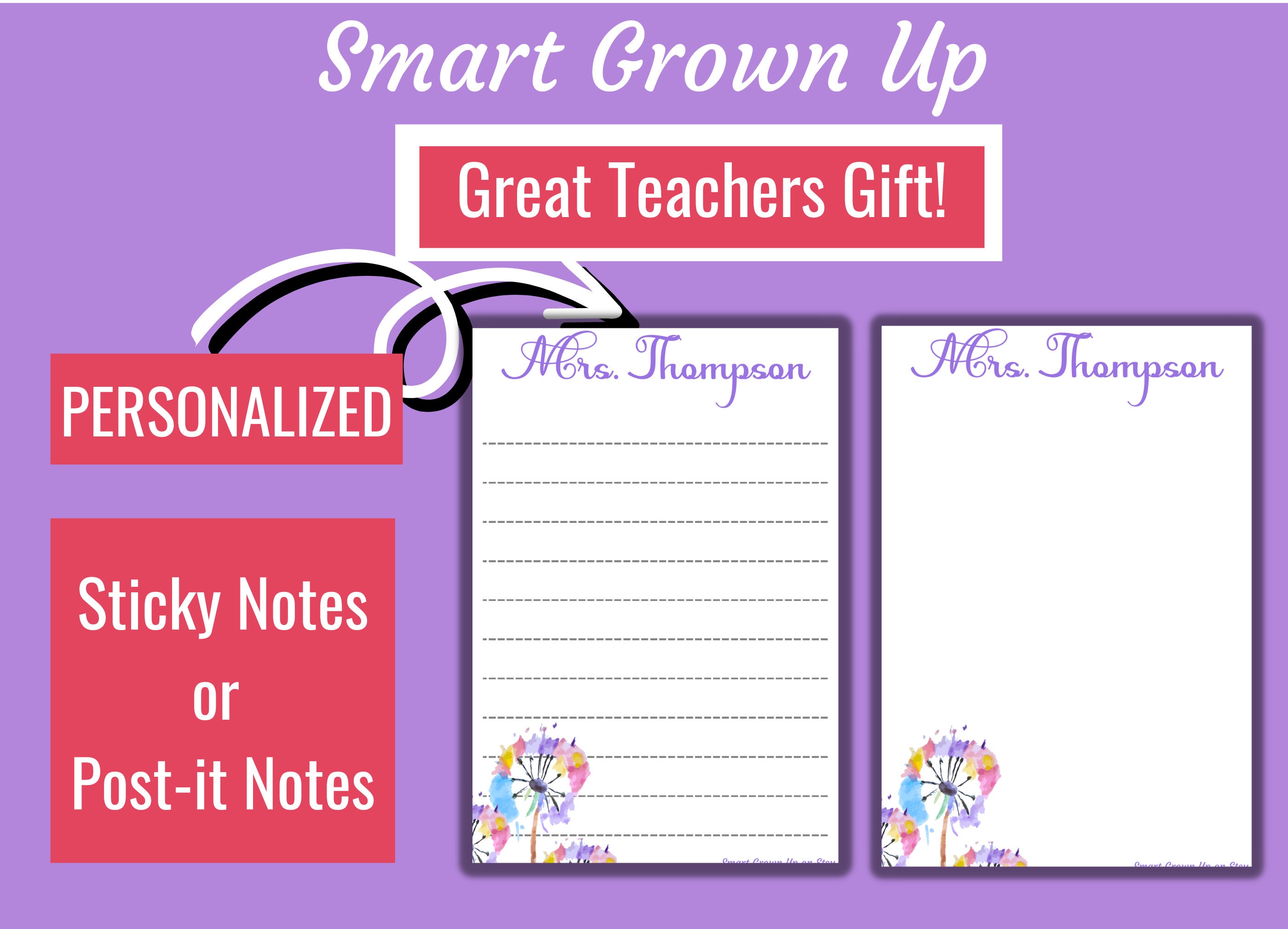 Personalized Post-it Notes Sticky Notes Teachers' Gifts - Etsy