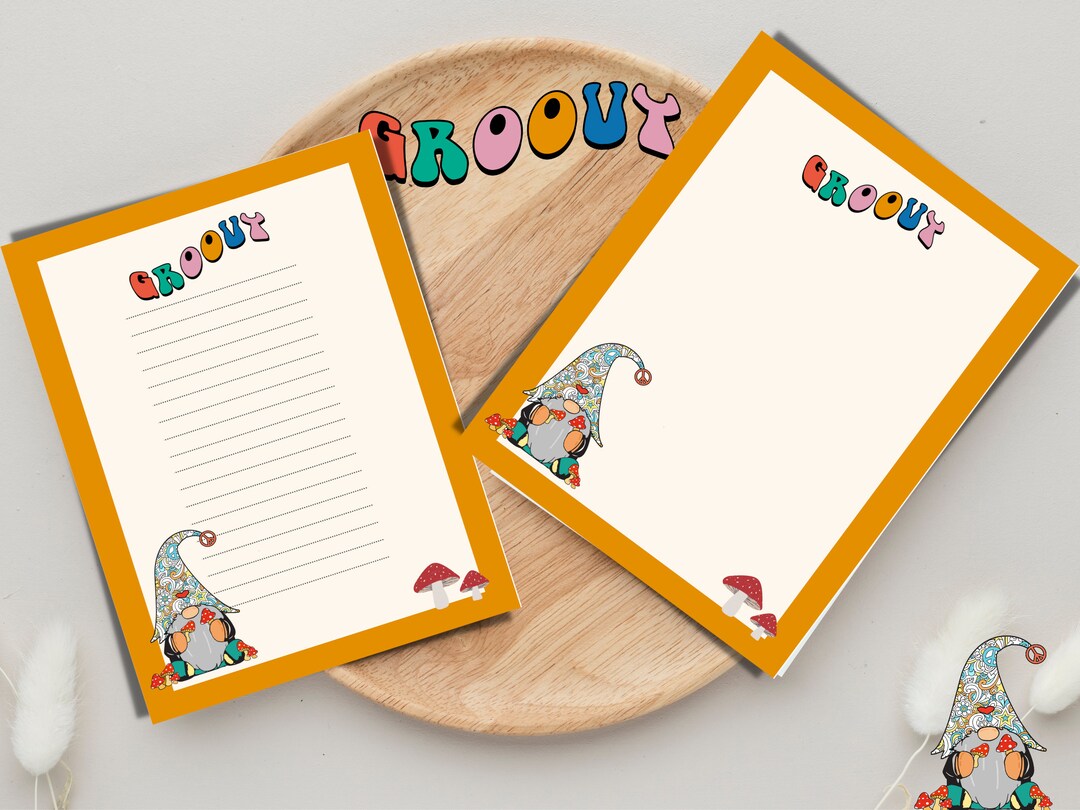 70s, Groovy, Lined, Unlined, Hippy, Gnome, Writing Paper, Retro, Funky ...