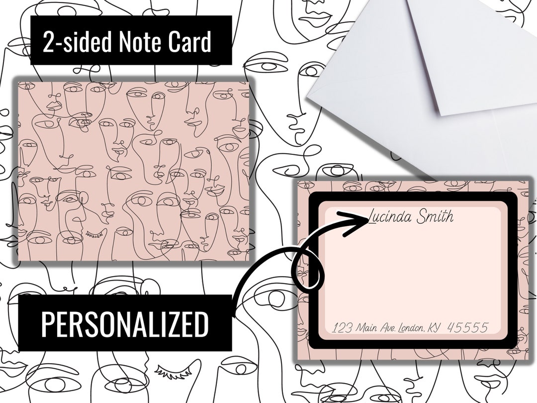 Abstract Art Faces, 2-sided Note Card, Gift 4 Him, Gift for Her ...