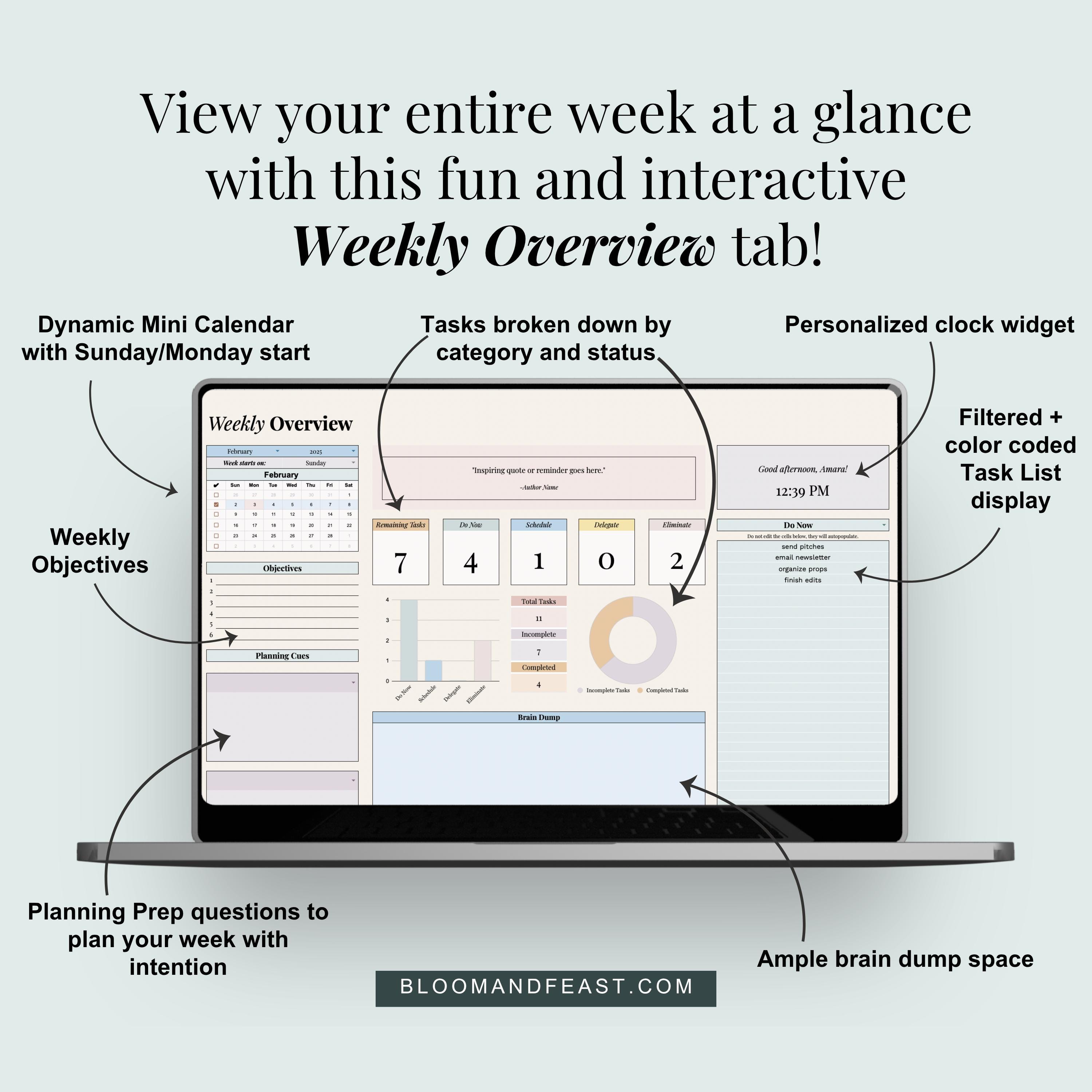 Eisenhower Matrix Task Management Pomodoro Planner With Pomodoro Timer ...