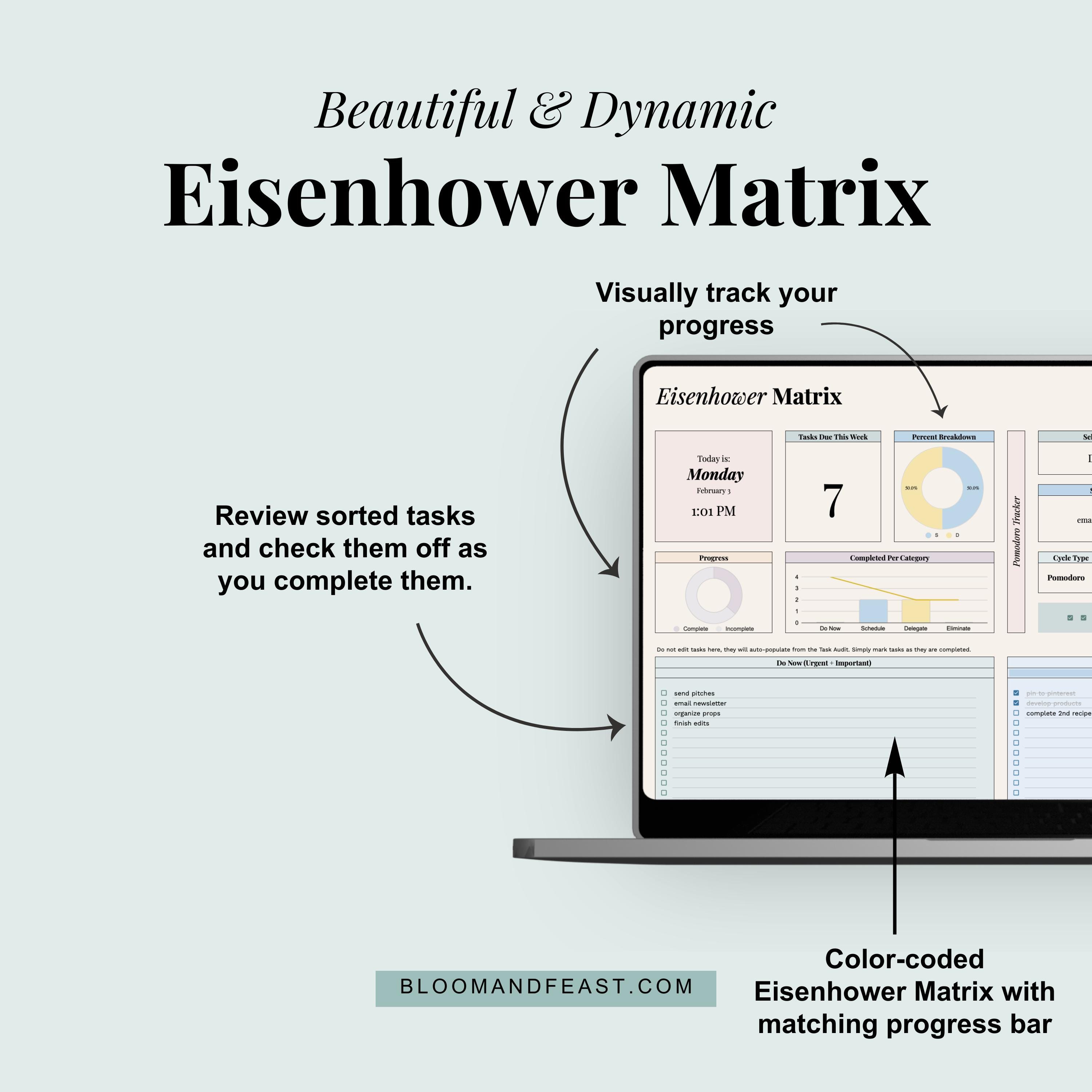 Eisenhower Matrix Task Management Pomodoro Planner With Pomodoro Timer ...