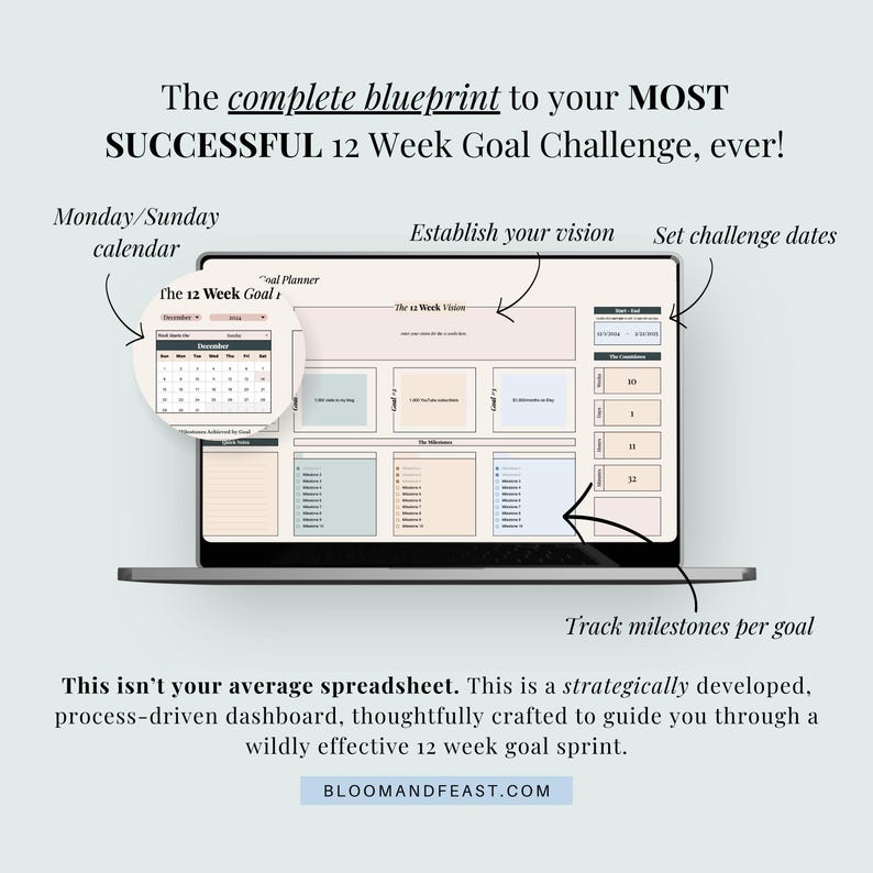 12 Week Goal Planner Google Sheets, Task Tracker Quarterly Planner With ...