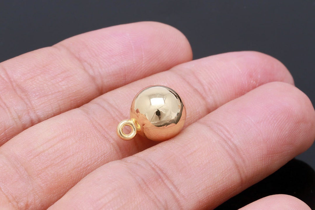 F209-4pcs-12mm Gold Plated-ccb Round Charms-12mm CCB Ball Loop Pendant ...