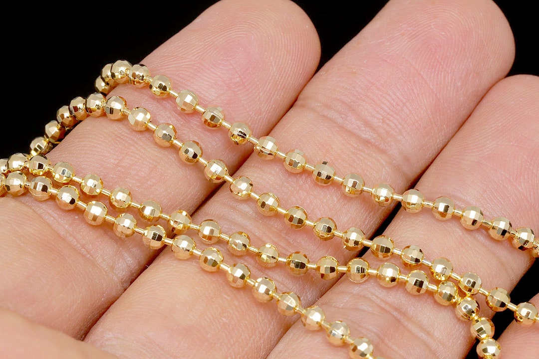 B016-1PC, 16K Real Gold Plated E-coat 3mm Mirror Ball Chain/17" (43 ...