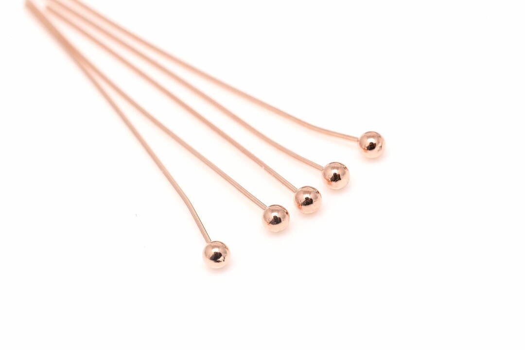 B681-5g-0.5*30mm Pink Gold Plated- Brass Ball End Head Pins W/ 2mm Ball ...