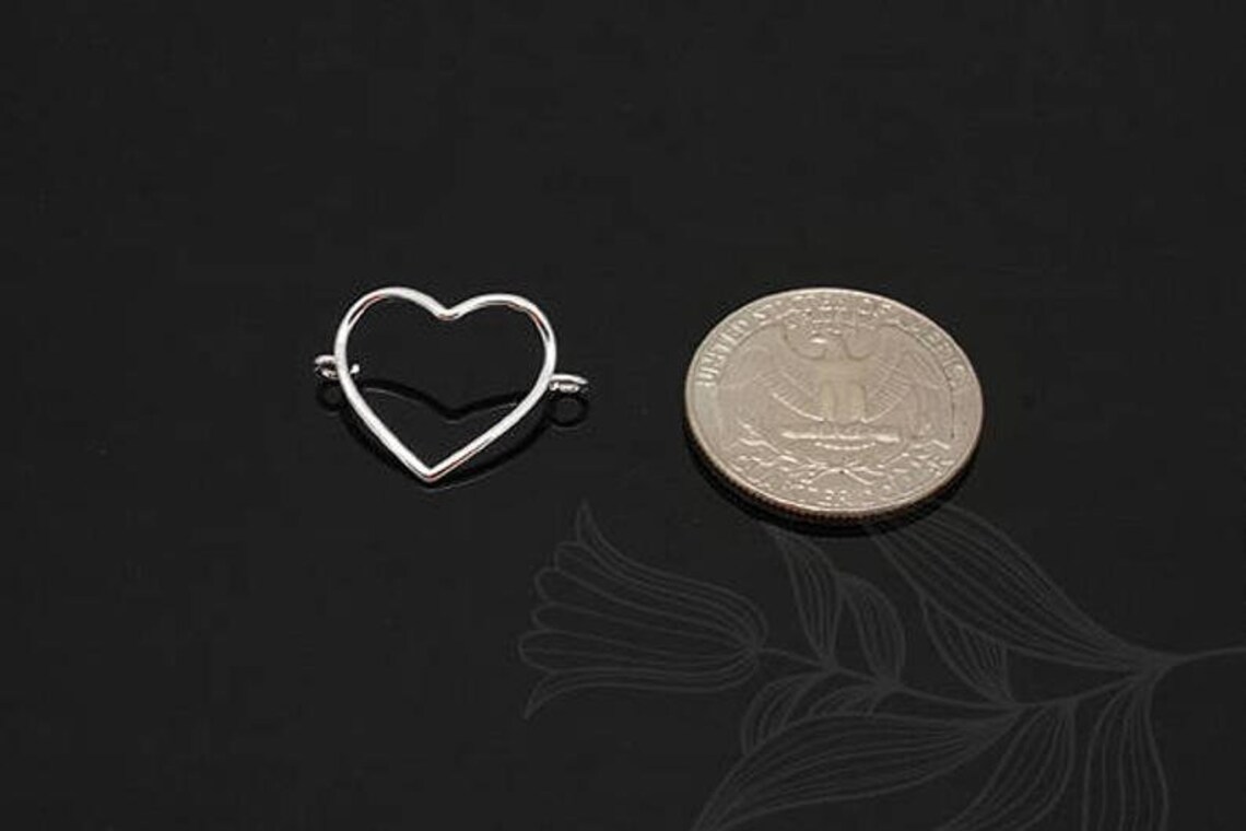 M1273-2pcs-rhodium Plated -heart Connector - Etsy