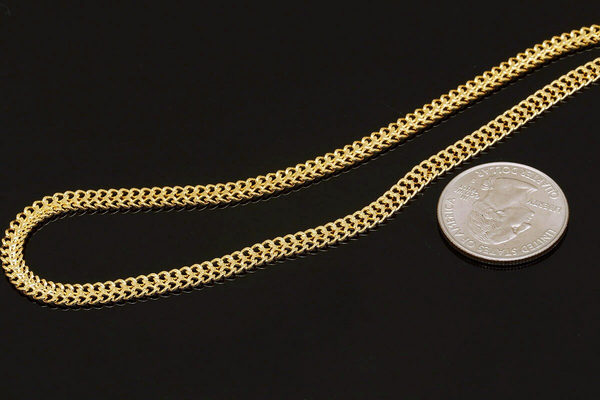A408-1m-gold Plated-curved 2 Line Chain -flat Chain-y160-2 - Etsy UK