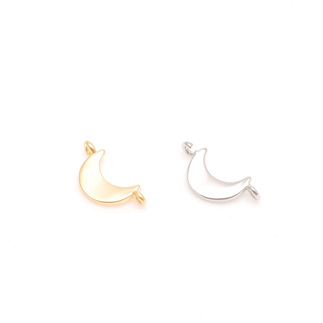 Tiny Crescent Moon Charm Connector, Matt Gold/rhodium Plated[h556,h559 ...