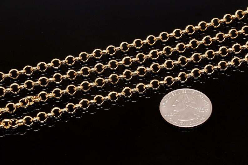 A525-5.0 BL Chain-1m-gold Plated-5mm Round Link Chain-layerd - Etsy