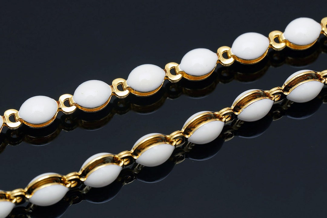 A412-1m-gold Plated-4*9mm Epoxy Chain-white Epoxy Oval Chain -handmade ...