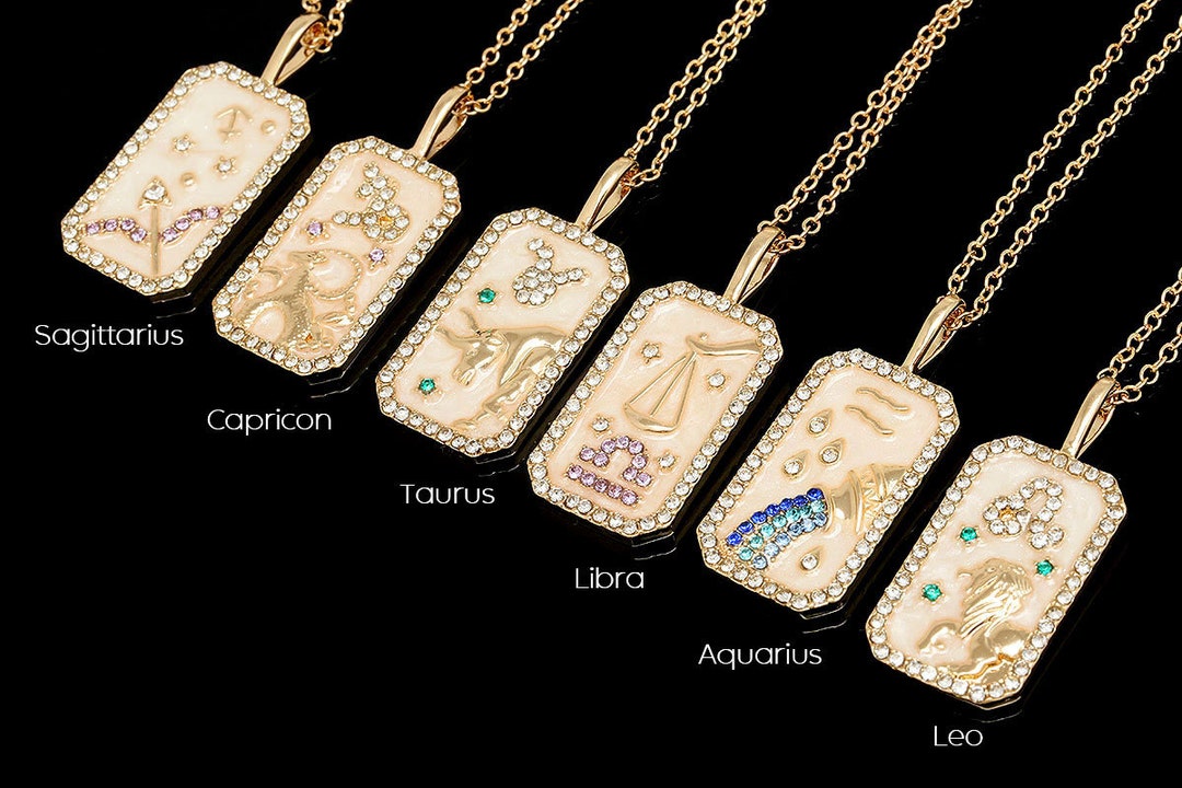 St019-1piece,gold Plated E-coat Enamel Tarot Zodiac Necklace, CZ ...