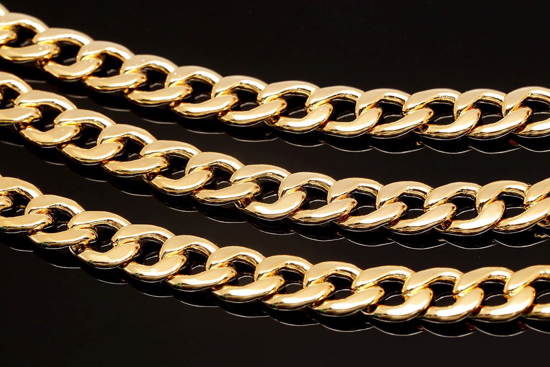 A530-116 NF Chain-1m-gold Plated-9*6mm Chunky Oval Purse Curb Chain ...