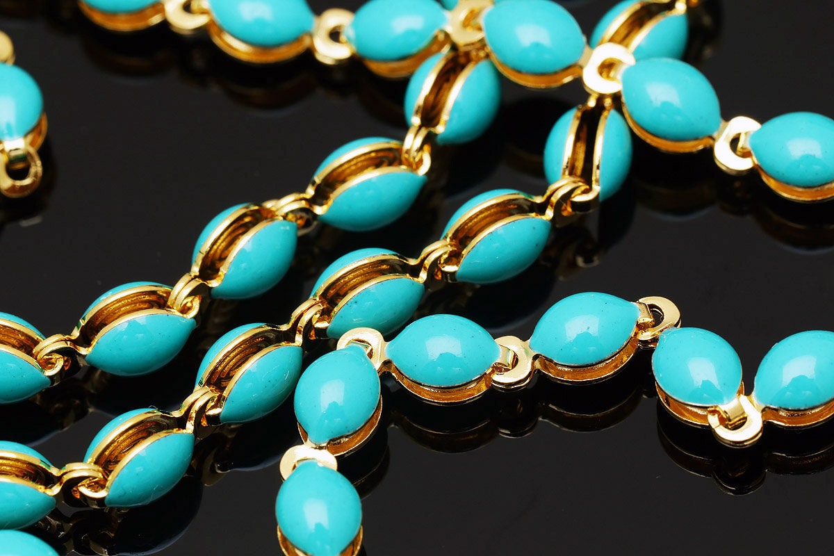 A413-1m-gold Plated-4*9mm Epoxy Chain-turquoise Epoxy Oval Chain ...