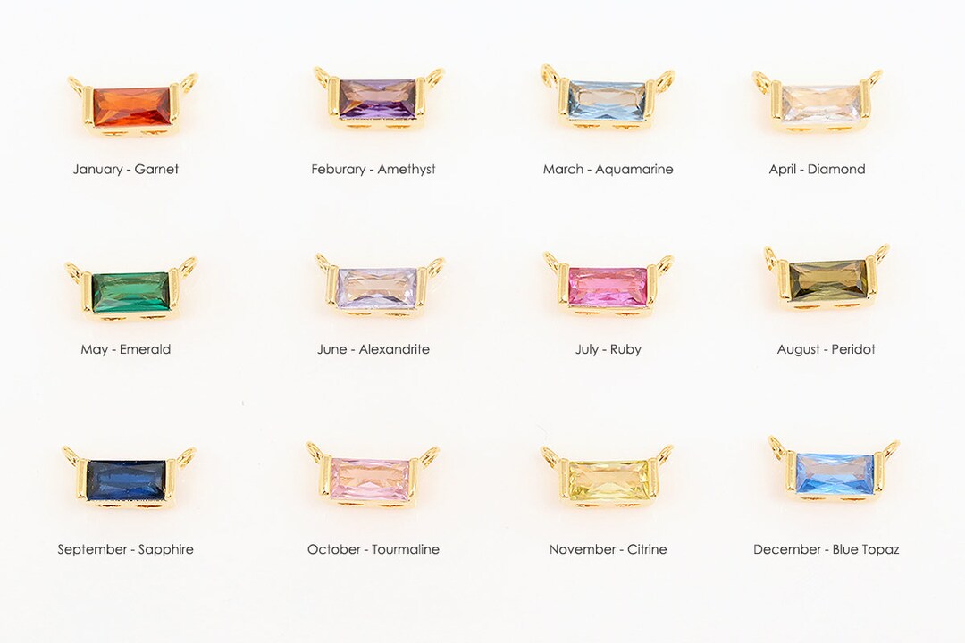 Ch127-1piece-cz Birthstone Pendant,rectangle Cubic Charms,birthstone ...