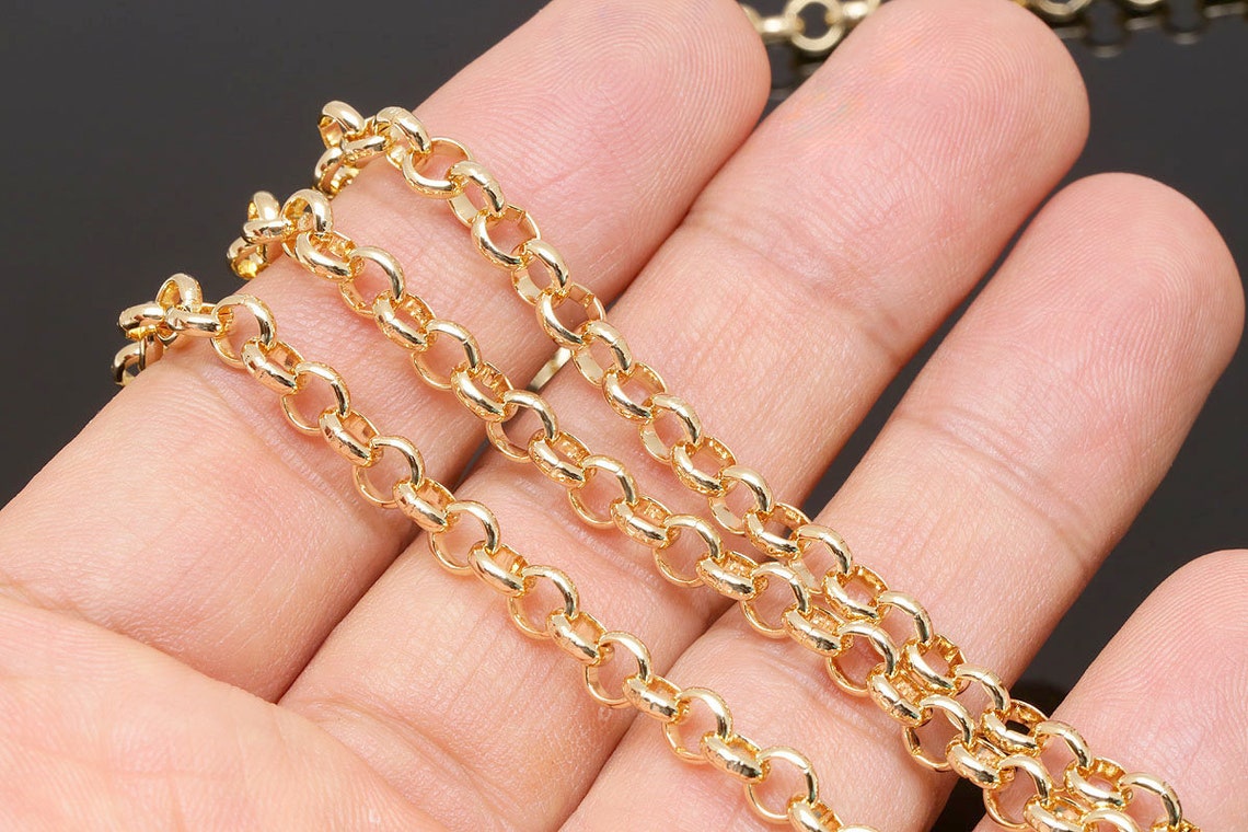 A525-5.0 BL Chain-1m-gold Plated-5mm Round Link Chain-layerd | Etsy