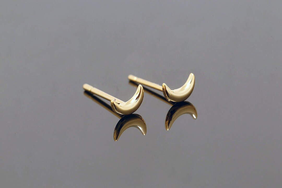 Ch6082-1pairs-gold Plated-6*4mm Tiny Moon Earrings -nickel Free - Etsy