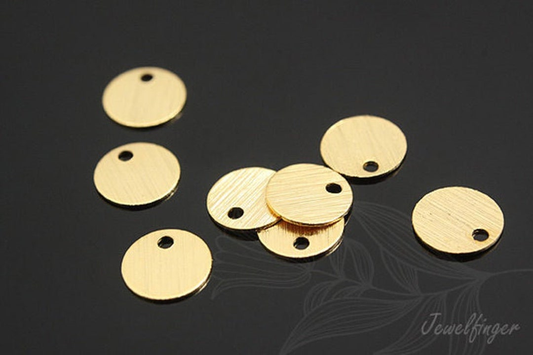 S420-5PCS, 16K Real Gold Plated 6mm Coin Charms, Stamping Blanks Coin ...