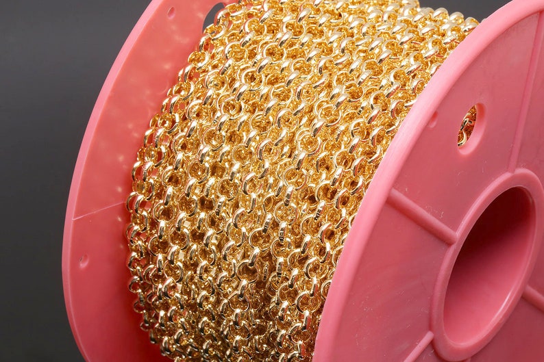 A525-5.0 BL Chain-1m-gold Plated-5mm Round Link Chain-layerd - Etsy