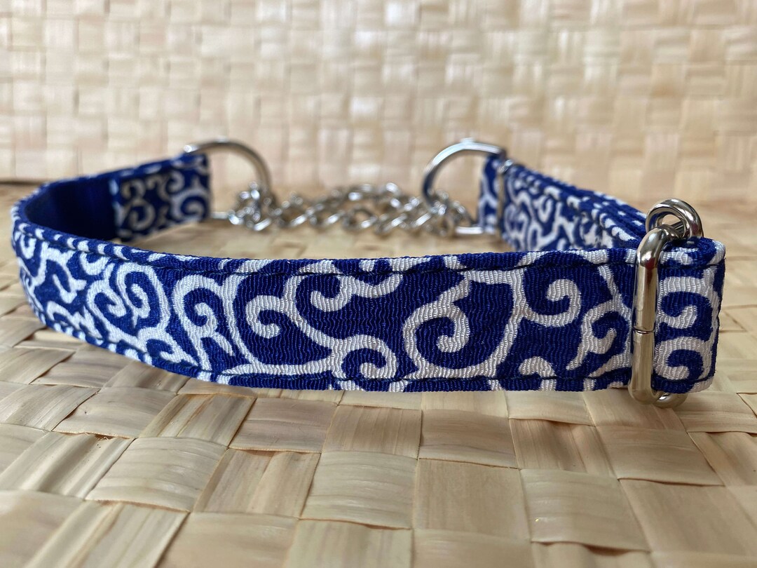 Japanese Navy-blue Karakusa Half-choke Collar|half Karakusa Dog Collar ...