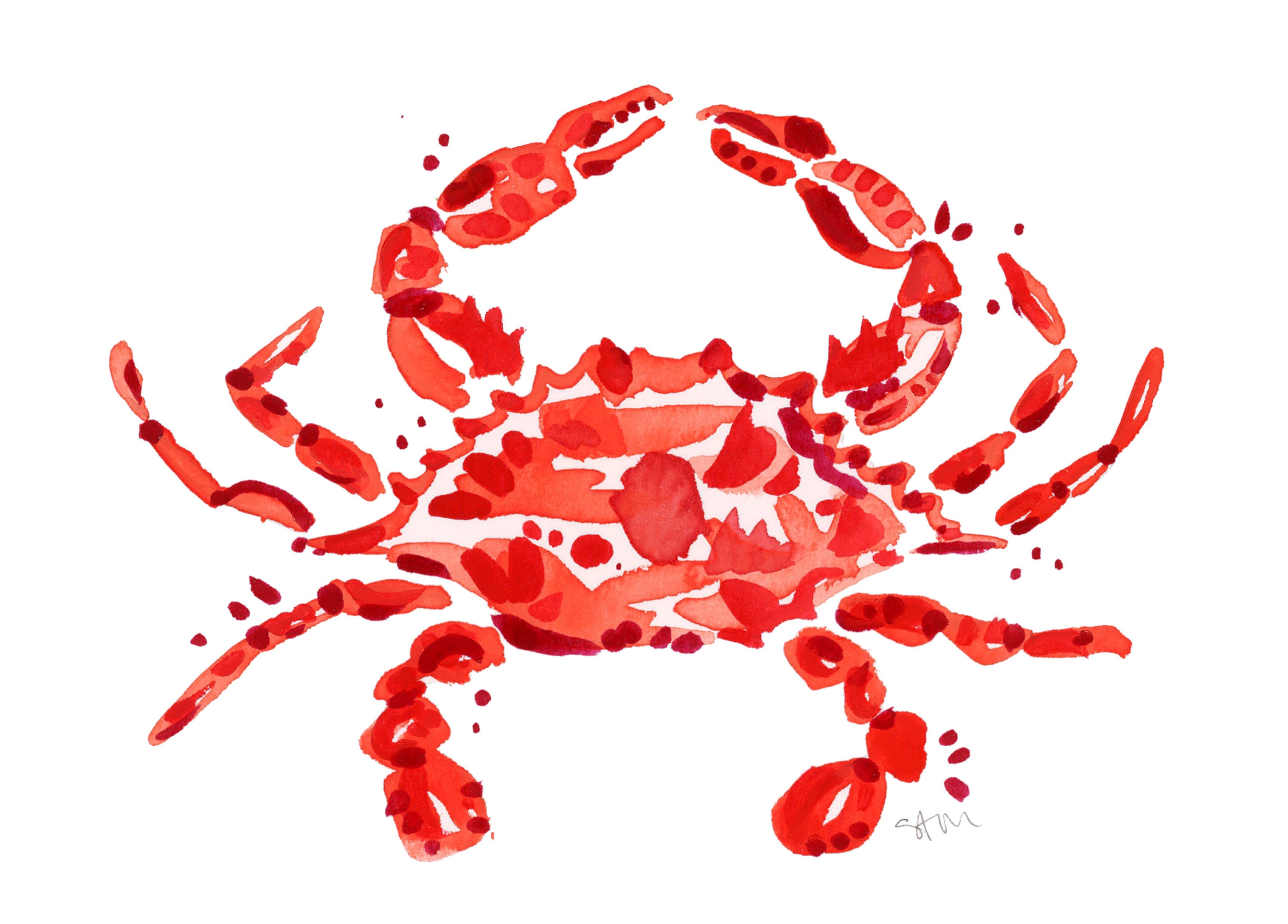 Red Crab Watercolor Painting Art Print: Coastal Chesapeake Bay Decor - Etsy