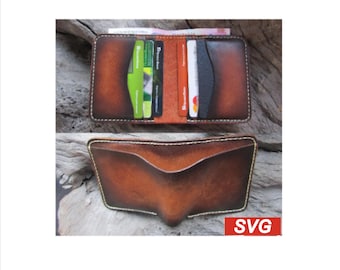 Leather Laser Cut Wallets Svg, 9 Pocket Bifold 6 Set Wallet Svg Pattern ...