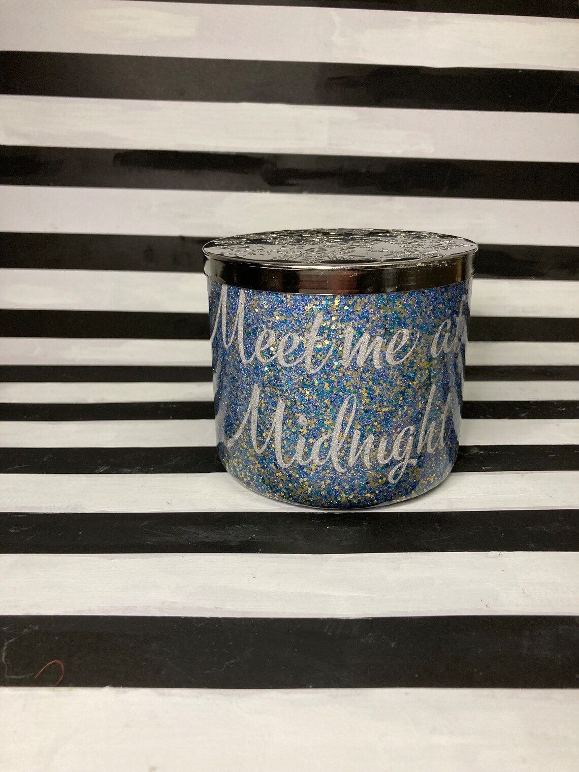 Meet Me at Midnight Silver Glitter Hand Poured 15 Oz Candle - Scented ...