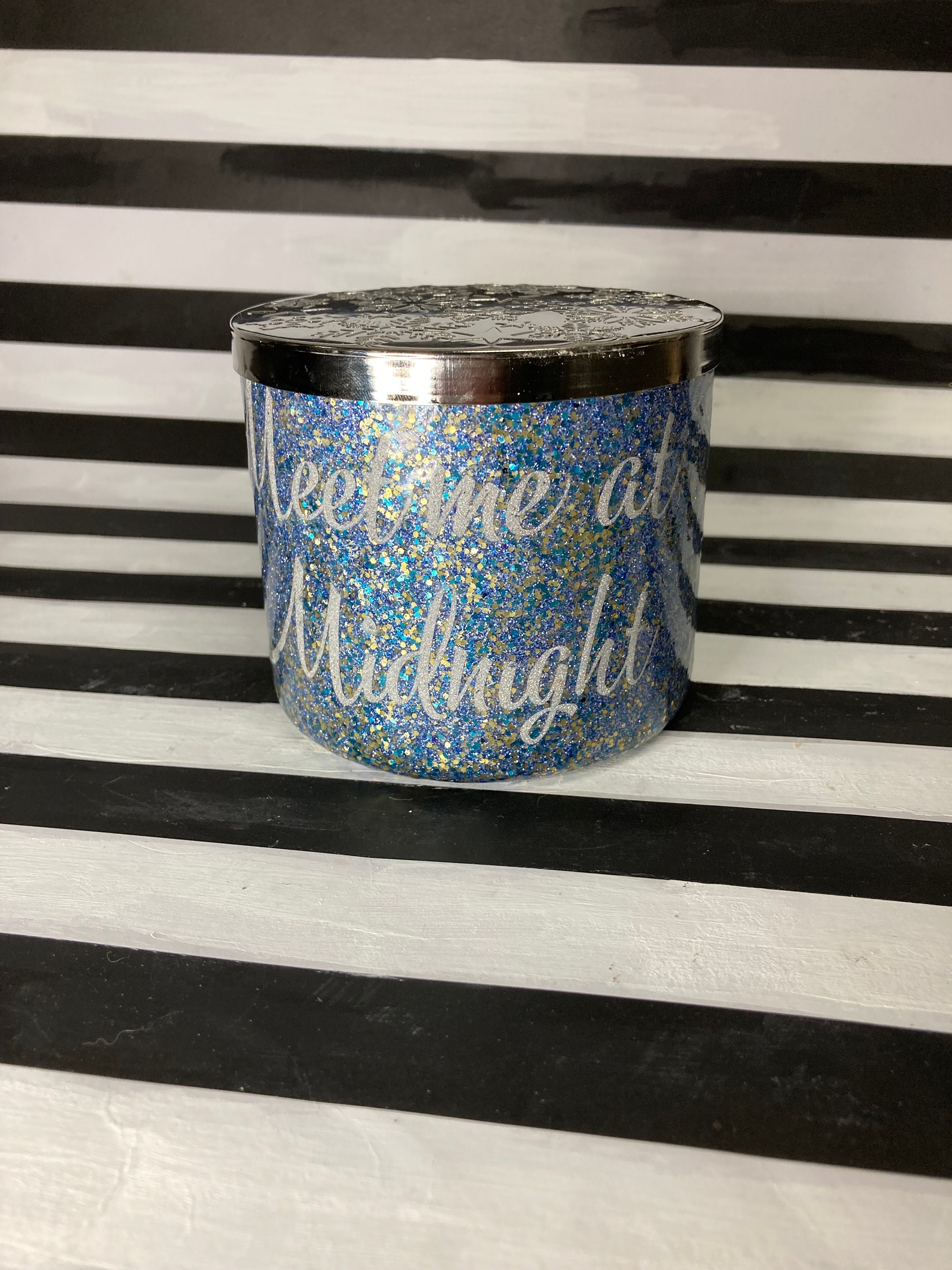 Meet Me at Midnight Silver Glitter Hand Poured 15 Oz Candle - Scented ...