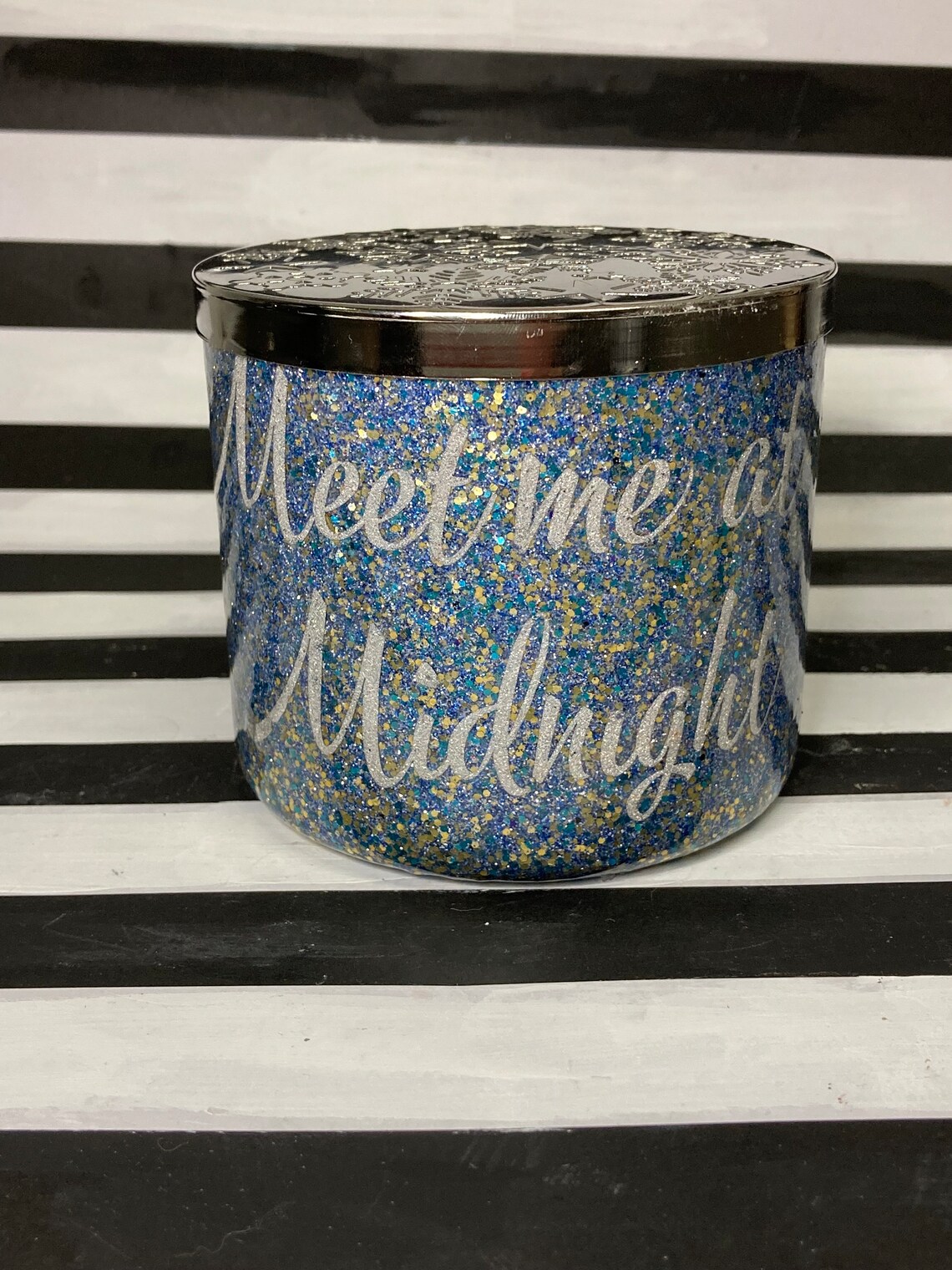 Meet Me at Midnight Silver Glitter Hand Poured 15 Oz Candle - Scented ...