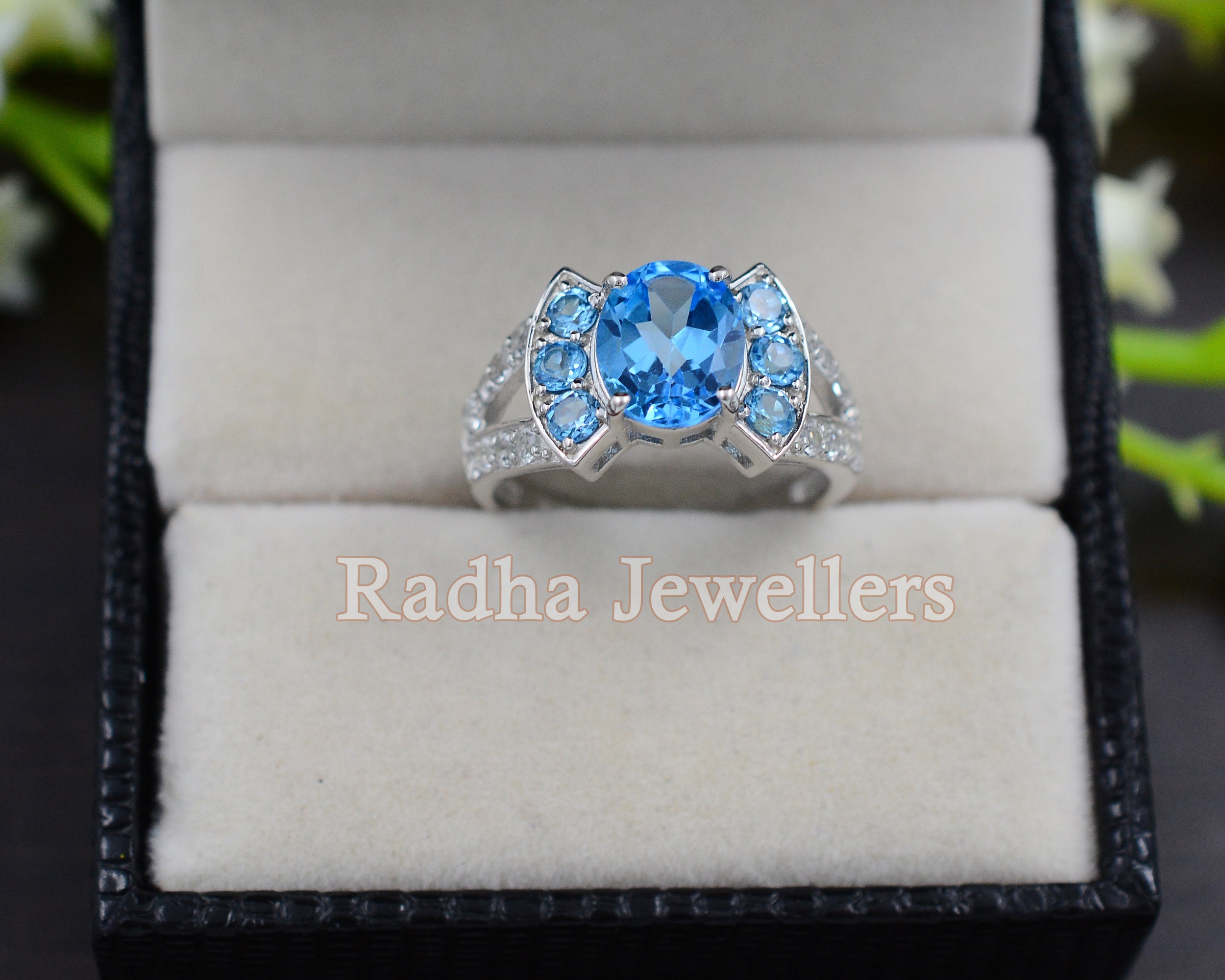 Gemstone Silver Ring Natural Swiss Blue Topaz Ring 925 | Etsy