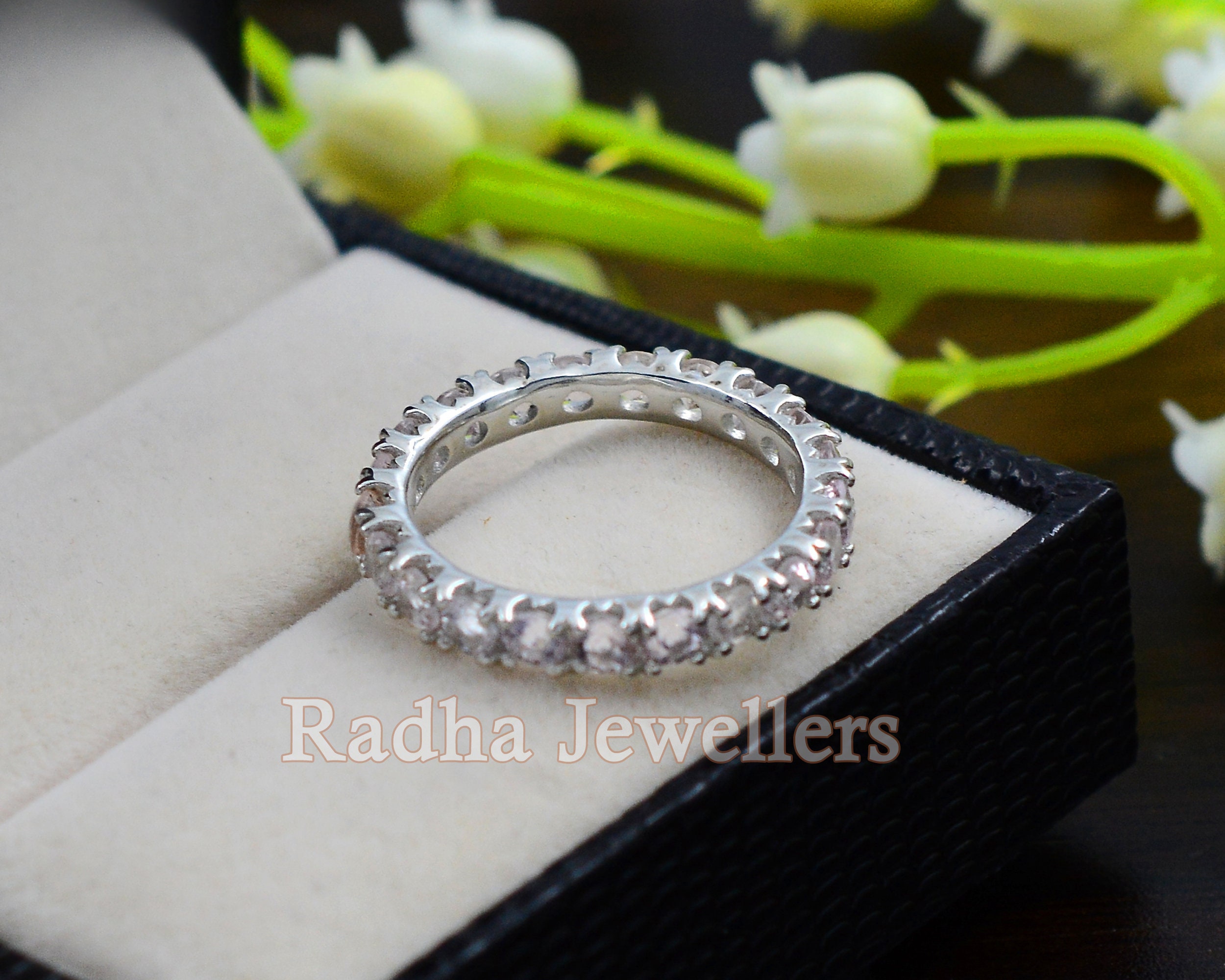 Solid 925 Sterling Silver Natural Morganite Ring Band Ring | Etsy