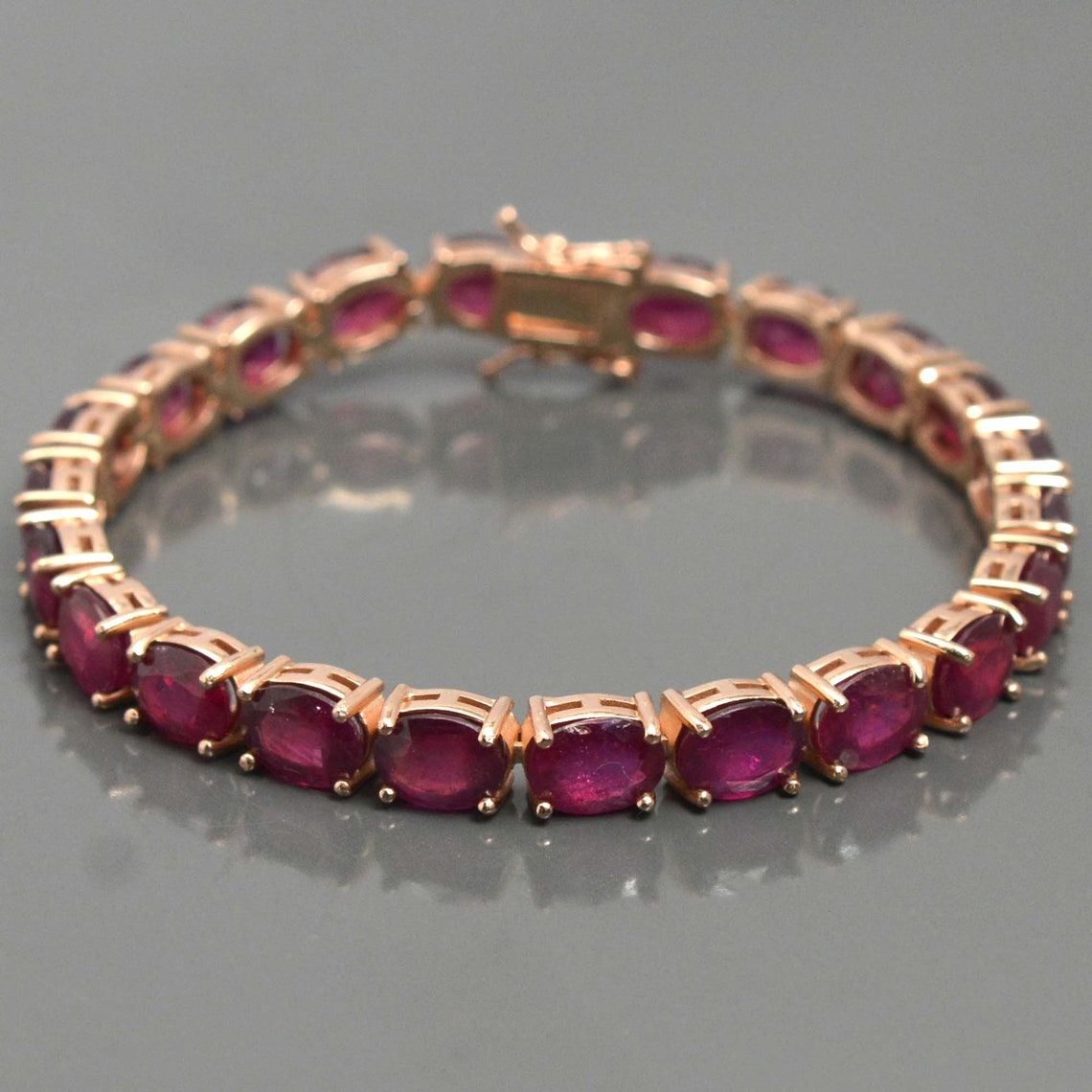 Natural Ruby Bracelet 14k Rose Gold Plating Bracelet Tennis | Etsy