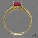 14K Gold Ring, Natural Ruby Ring, Solitaire Ring, Solid Gemstone Gold ...