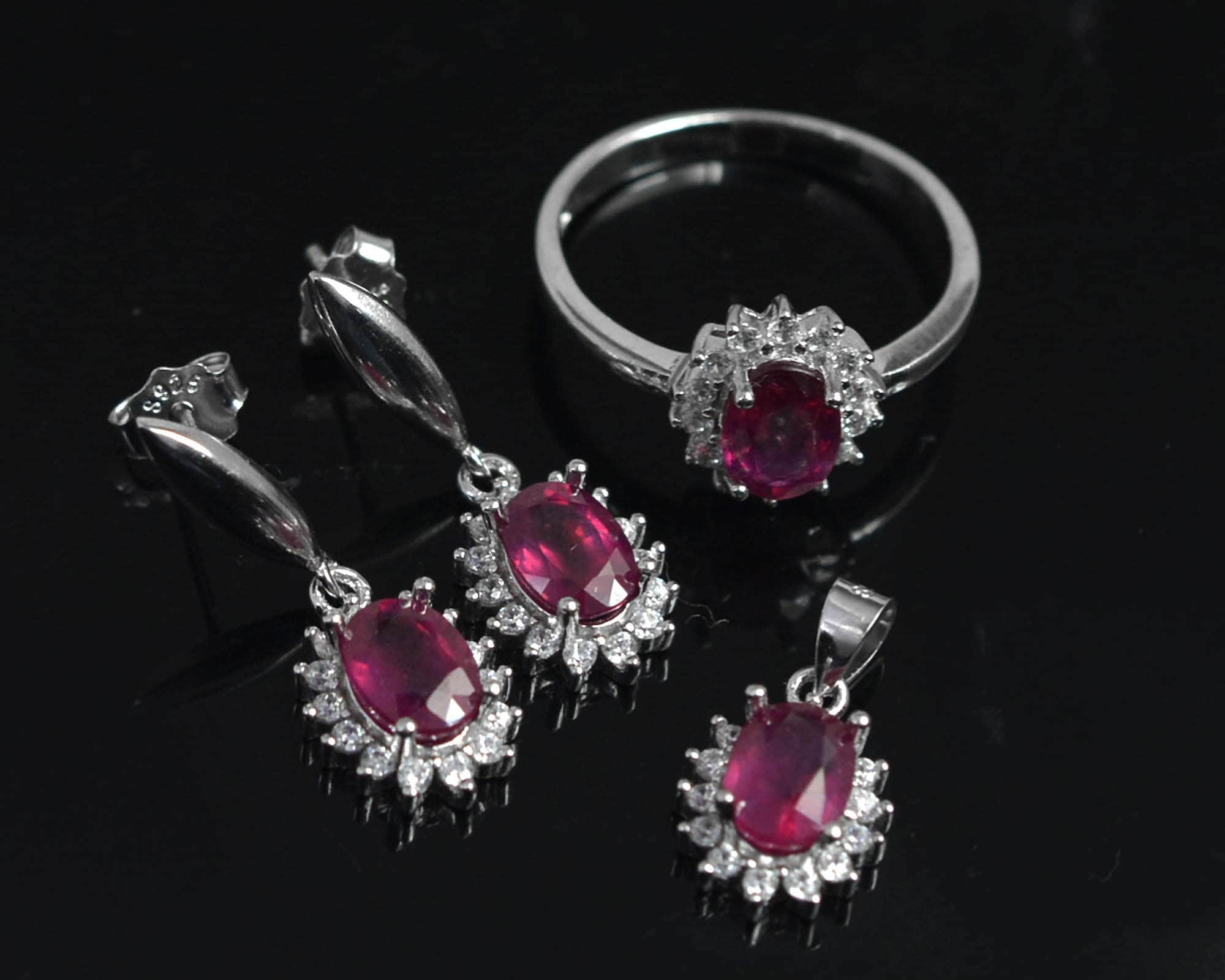 Natural Ruby Gemstone Jewelry Set 925 Silver Jewelry Set | Etsy