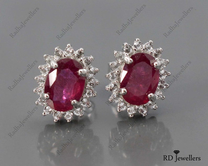 925 Sterling Silver Natural Ruby Jewelry Set Ruby Ring Ruby - Etsy