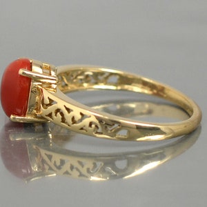 14K Gold Jewelry Natural Coral Ring Coral Gold Ring 14k | Etsy