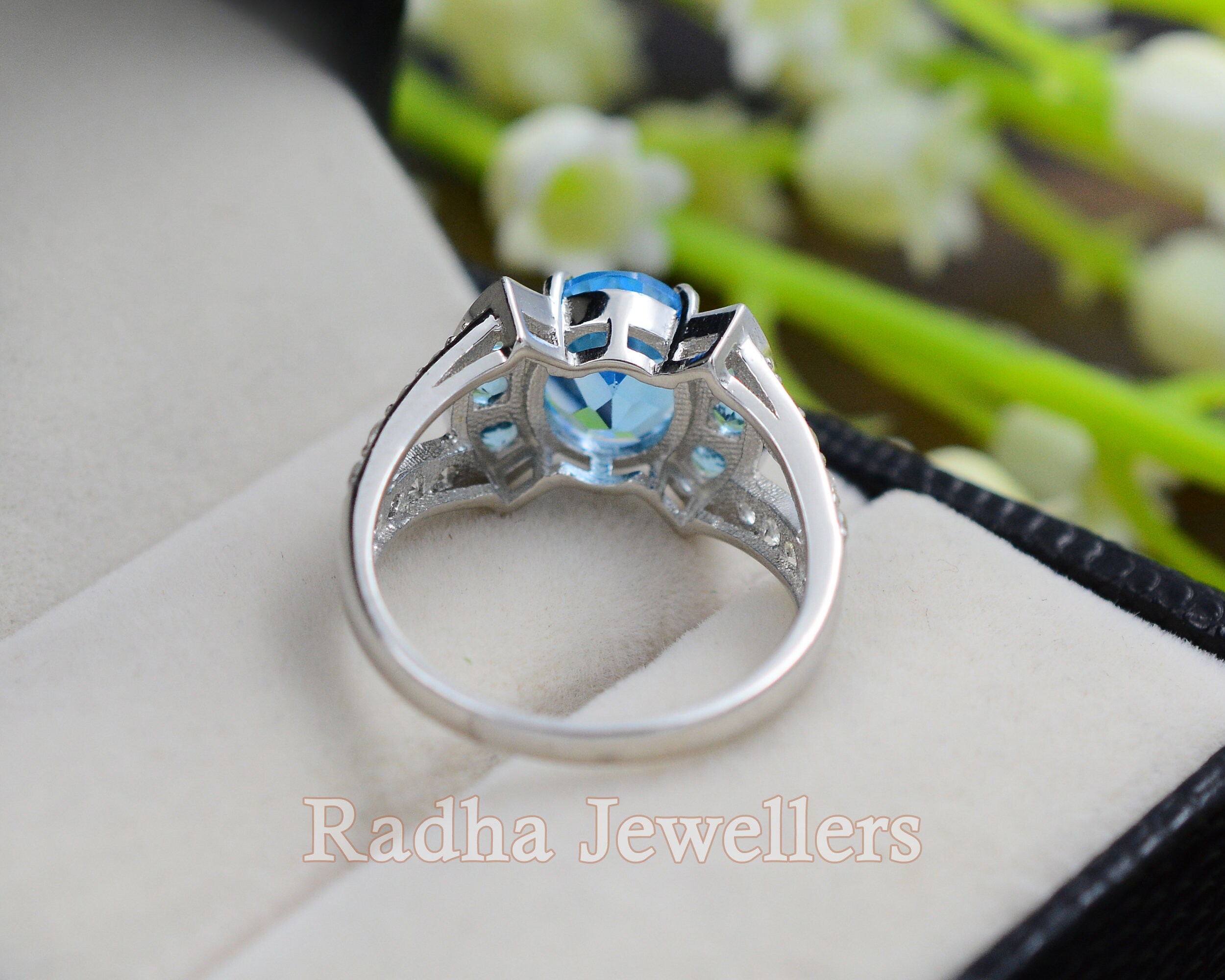 Gemstone Silver Ring Natural Swiss Blue Topaz Ring 925 | Etsy