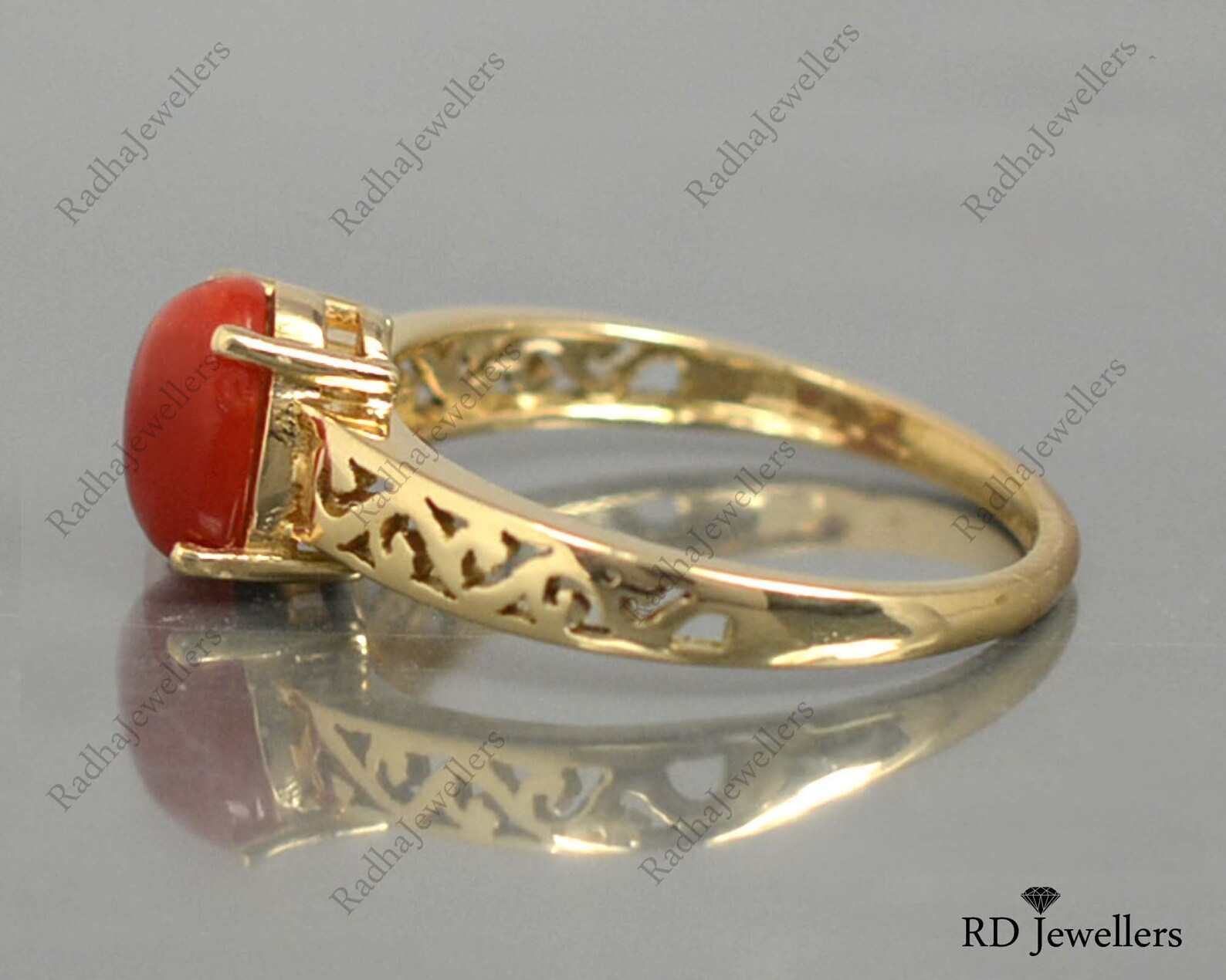 14K Gold Jewelry Natural Coral Ring Coral Gold Ring 14k - Etsy