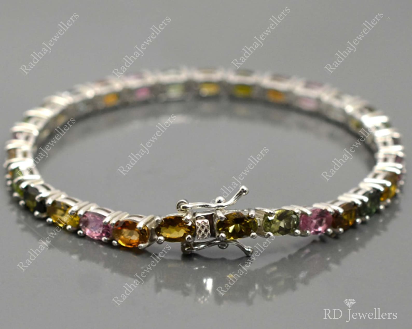 Natural Multi Color Tourmaline Bracelet Tennis Bracelet 925 | Etsy