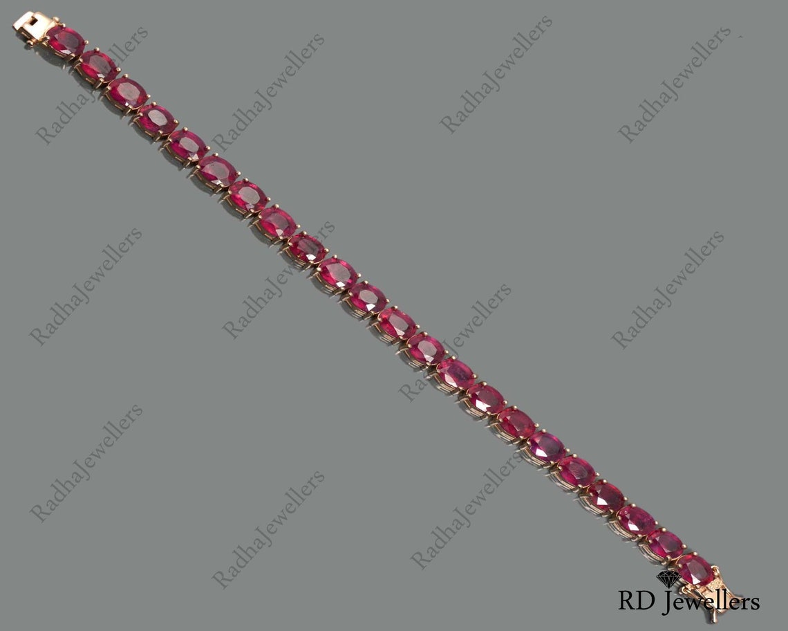 Natural Ruby Bracelet 14k Rose Gold Plating Bracelet Tennis | Etsy