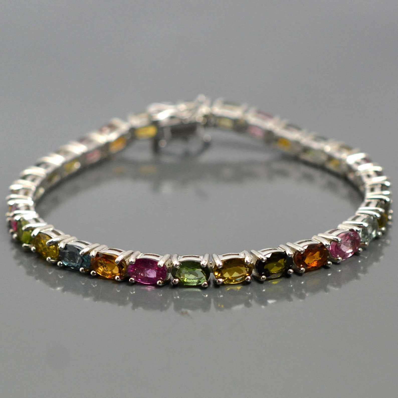 Natural Multi Color Tourmaline Bracelet Tennis Bracelet 925 | Etsy