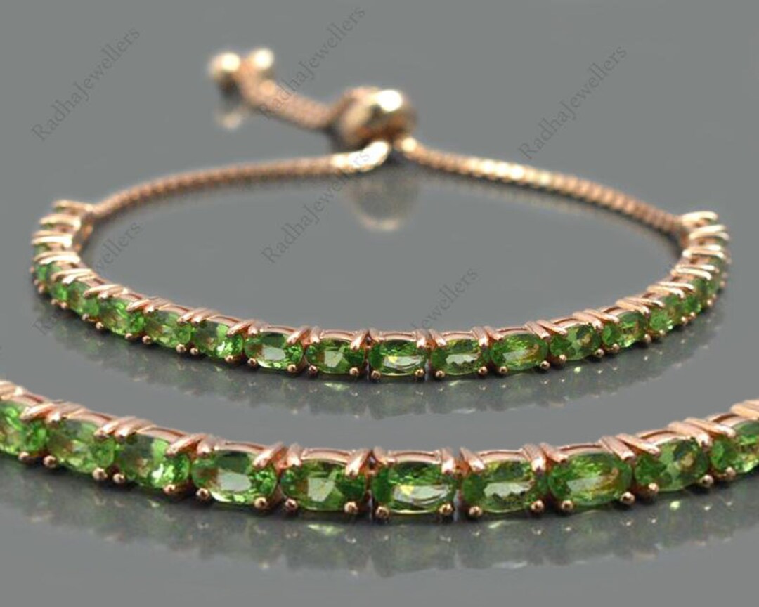 Natural Tsavorite Garnet\ Bolo Adjustable Bracelet\ 925 Sterling Silver ...