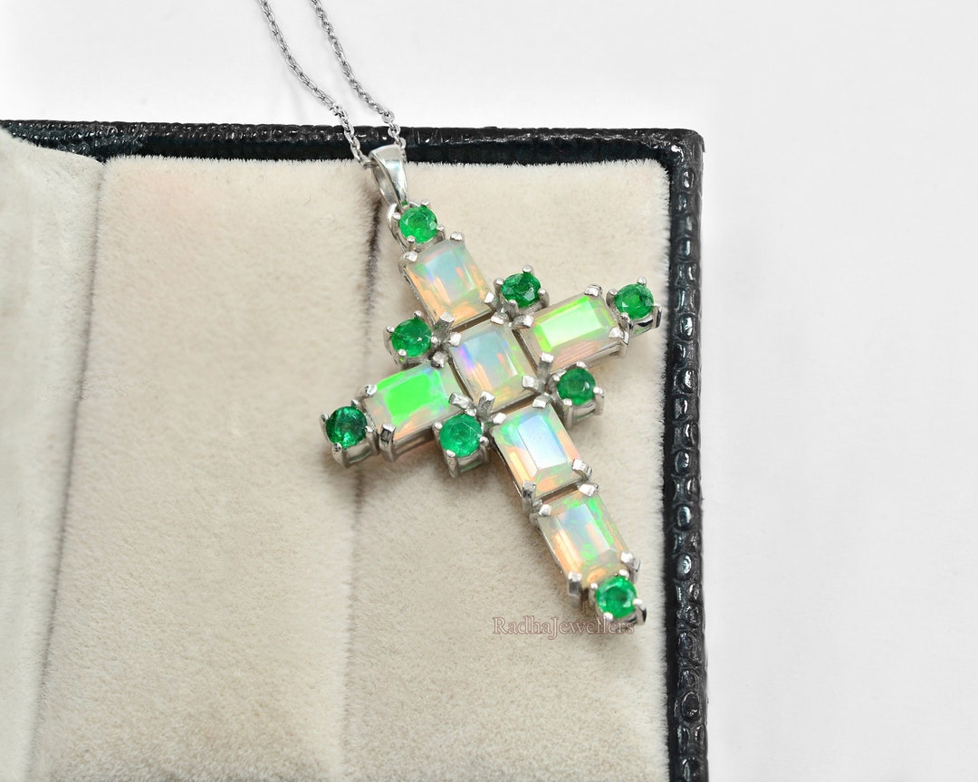 Natural Ethiopian Welo Opal Cut & Zambian Emerald Pendant - Etsy