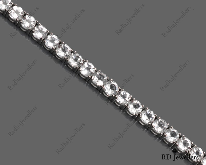 Natural White Topaz Bracelet, 925 Sterling Silver, Topaz Tennis ...