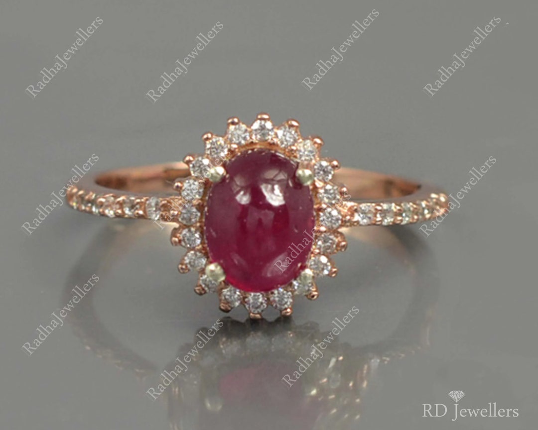 Natural Ruby Cabochon Ring, Ruby Jewelry, 925 Sterling Silver Ring ...