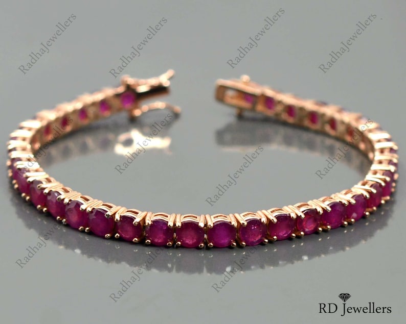 Gorgeous Natural Ruby Bracelet, 925 Sterling Silver, Ruby Tennis ...
