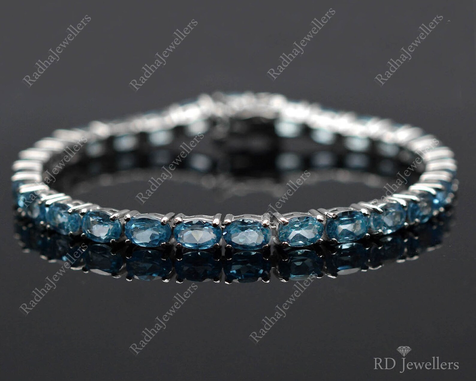 Natural Swiss Blue Topaz Bracelet 925 Sterling Silver Blue - Etsy