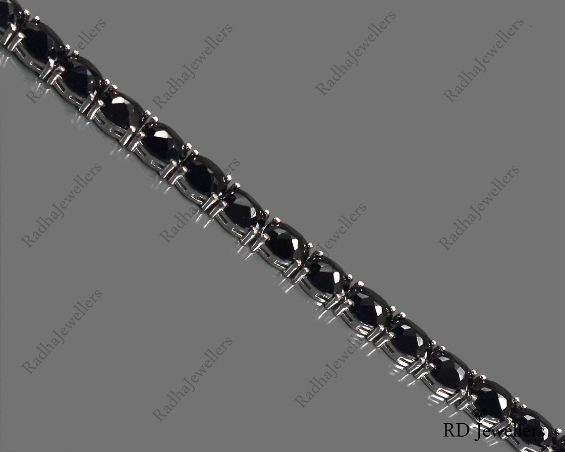 Spinel Tennis Bracelet Natural Black Spinel Bracelet 925 - Etsy