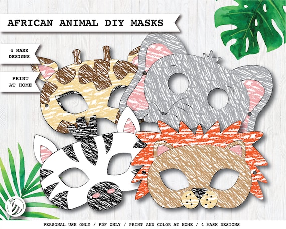 Paper African Animal Masks for Kids DIY Home School Craft - Etsy Australia