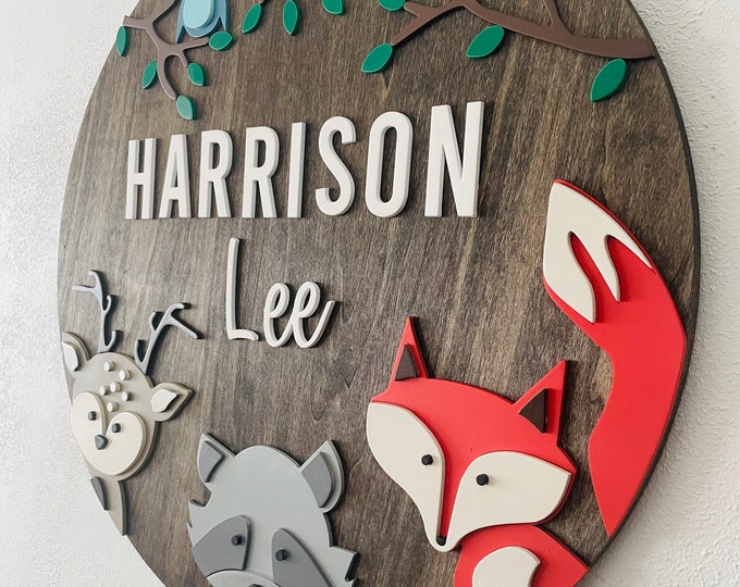 Woodland Nursery Name Sign Woodland Nursery Sign Woodland Creatures ...
